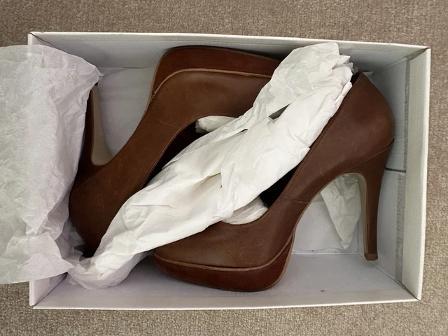 TOPSHOP SCOTT TAN Leather Platform Stiletto Heel Size 6 Worn Once Only ...