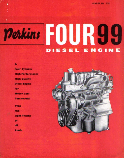 PERKINS FOUR 99 Car & Commercial Diesel Engine original Sales Brochure ...