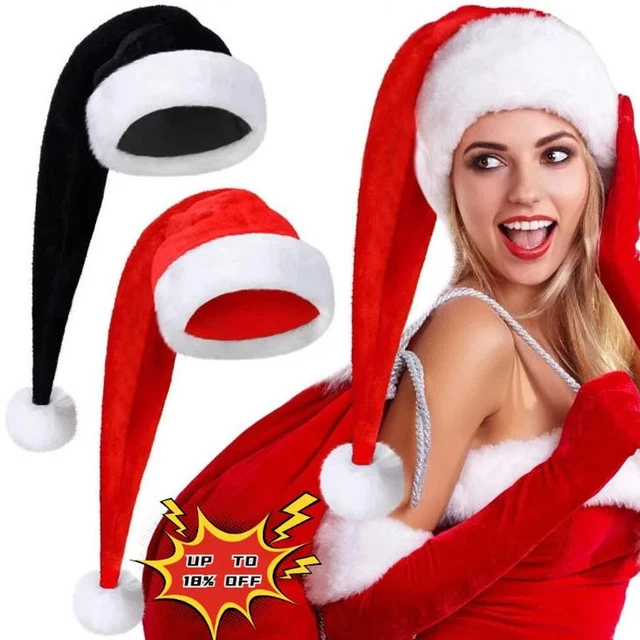 ADULT CHILDREN LONG Christmas Hat Plush Red Santa Claus Cap Christmas Hat UK £5.99 - PicClick UK