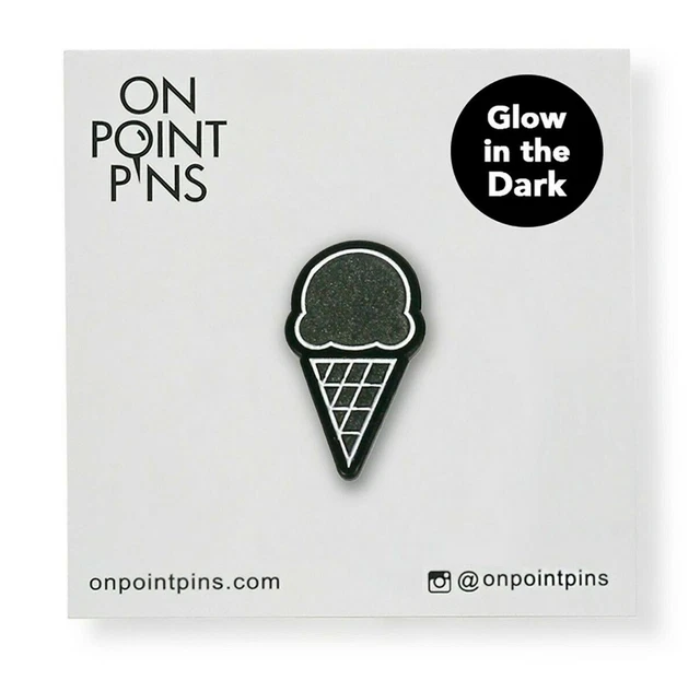 MINIMALIST BLACK AND White Ice Cream Cone Pin (Glow in the Dark) Food ...