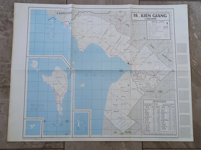 1971 VIETNAM WAR Map Used By Viet Cong/Nva Forces Kien Giang / Rach Gia ...