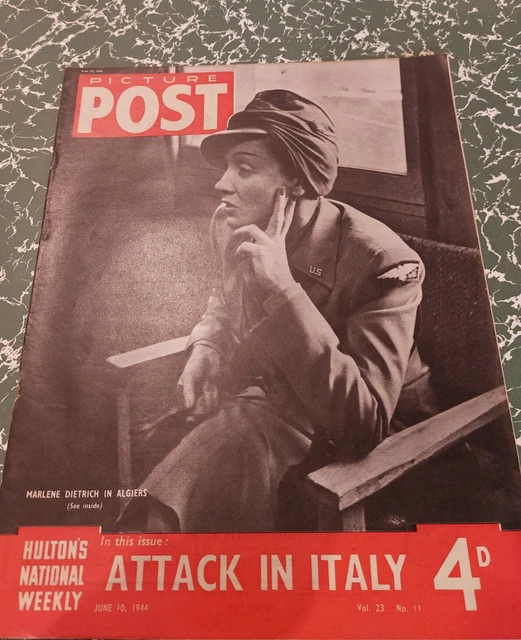VINTAGE PICTURE POST Magazine 10 JUNE 1944 WWII Italy Dietrich British ...