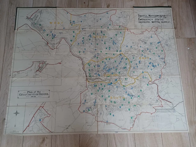 VINTAGE WW2 1941 Cloth Map Plan of City & County of Bristol £19.99 ...