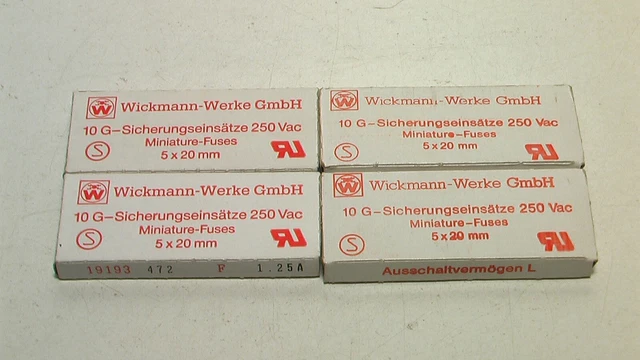 10 G - Sicherungseinsätze 250 Vac 1,25 A 5 x 20 mm 40 Stück DIN 41661 ...