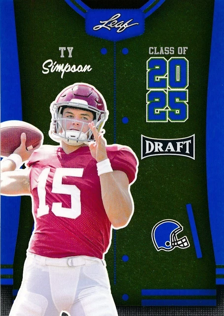 #85 TY SIMPSON 2023 Leaf Draft Football BLUE RC CLASS OF 2025 ALABAMA ...