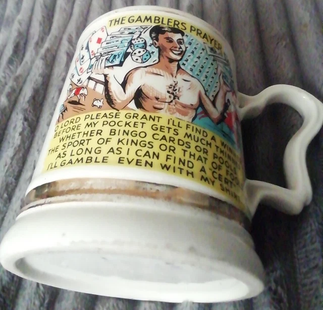 VINTAGE PRINCE WILLIAM Ware 22 Carat Gold Mug Tankard “The Gamblers ...