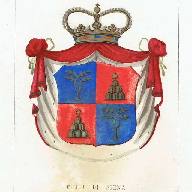 ARALDICA STEMMA FAMIGLIA CHIGI DI SIENA Heraldry Emblem Nobile Noble ...