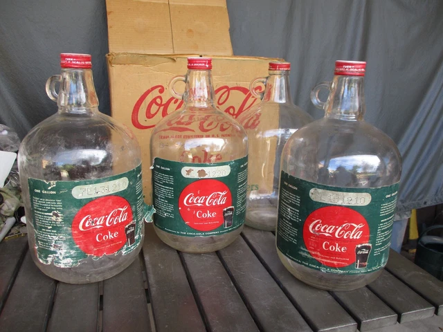 VTG 1956 COCA-COLA, Coke Cardboard Box with 4 1-gallon Glass Bottles £ ...