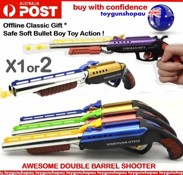 TOY GUN DOUBLE Barrel Best Kids Safe Toy Gun Pistol Soft Safe Ammo ...