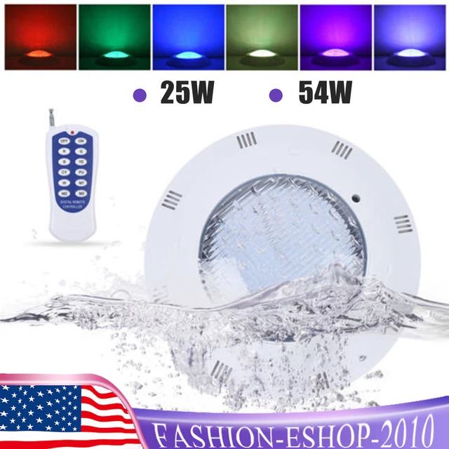 RGB LED SWIMMING Pool Light+Remote Control 25W/54W Color-Change ...