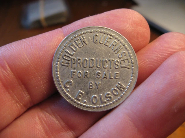 US TRADE TOKEN Attributed Milwaukee Wisconsin Golden Guernsey Dairy C.E ...