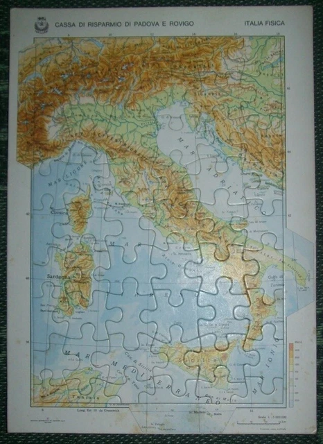 PUZZLE CARTINA GEOGRAFICA Italia Fisica Vintage Gioco Didattico Vintage ...
