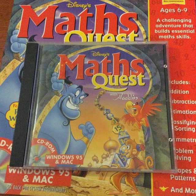 DISNEY MATH QUEST With Aladdin Video Game Pc Cd-Rom £25.19 - PicClick UK