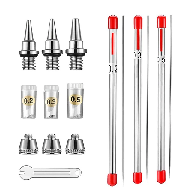 1 SET 0.2/0.3/0.5MM Airbrush Nozzle Needle Replacements for Airbrushes ...