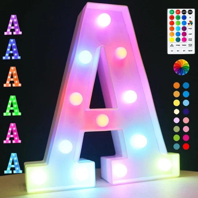 LIGHT UP COLORFUL LED Marquee Letter Lights, 18 Colors Changing ...