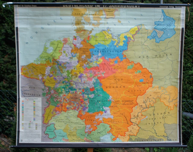 SCHOOL WALL MAP wall map Germany in the 17th century Germany century ...