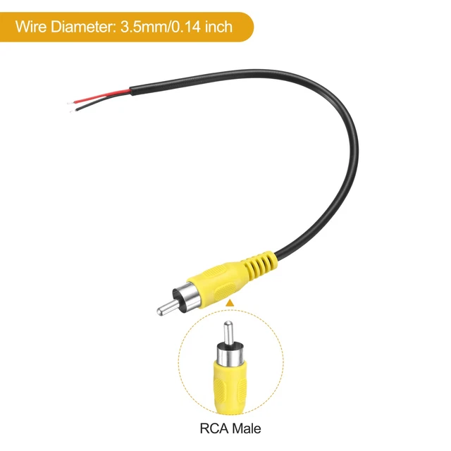 0.7FT RCA TO Bare Wire Speaker Cable, Yellow RCA Male Plug, Pack of 2 ...