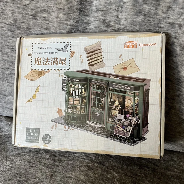 MAGIC SHOP WIZARD wand shop DIY Wooden Dollhouse Miniature Kit Roombox ...
