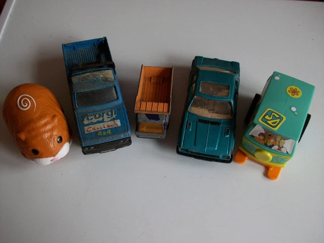SCOOBY DOO BUS & HAMSTER 2 FRICTION POWERED TOYS **GC** + 3 TATTY CARS ...