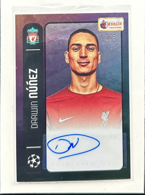2022-23 TOPPS MERLIN Heritage 98 UCL Darwin Nunez Autografo Arcobaleno ...