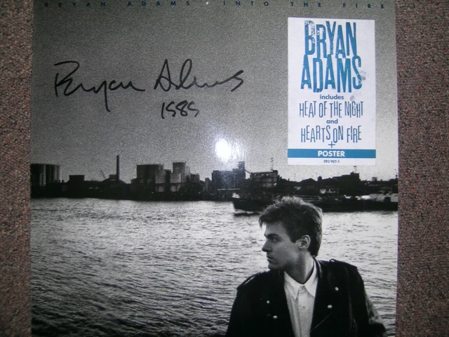 AUTOGRAPHE ORIGINAL SIGNED du Chanteur BRYAN ADAMS sur Pochette LP 33T ...
