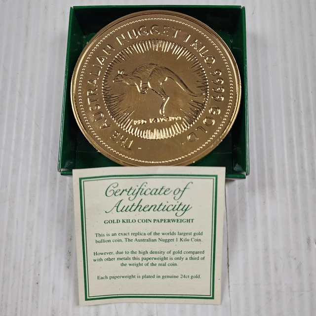 AUSTRALIA NUGGET GOLD Kilo Coin Paperweight Replica $100.00 - PicClick AU