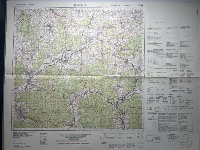 VINTAGE 1967 SCHLÜCHTERN Germany Map Ausgabe 2 DMG Air Force US ...