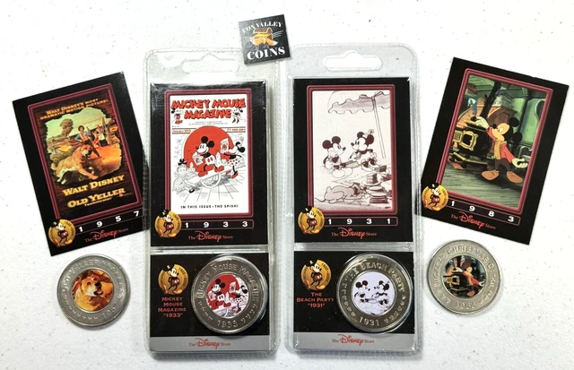 DISNEY STORE VINTAGE Decades Coins 1920-2000 Lot of 4 Disney Coins! $8. ...