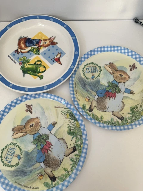 PETER RABBIT VINTAGE Melamine Plate Two Extra Modern Plates Blue White ...