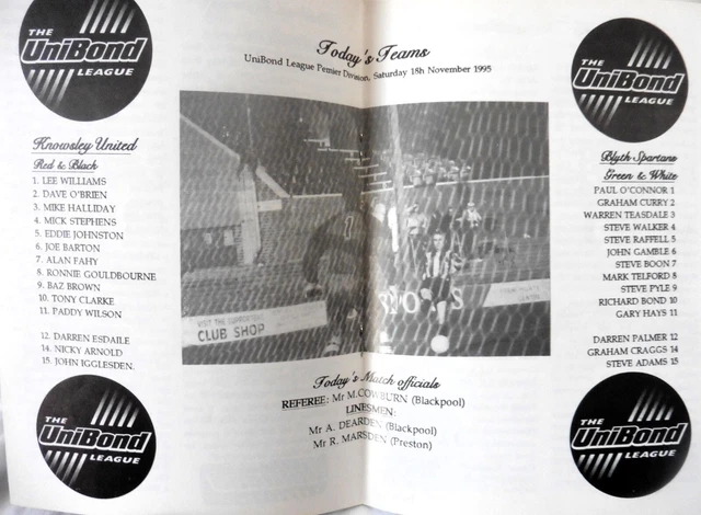 KNOWSLEY UNITED V Blyth Spartans 18/11/1995 Unibond League - Premier ...