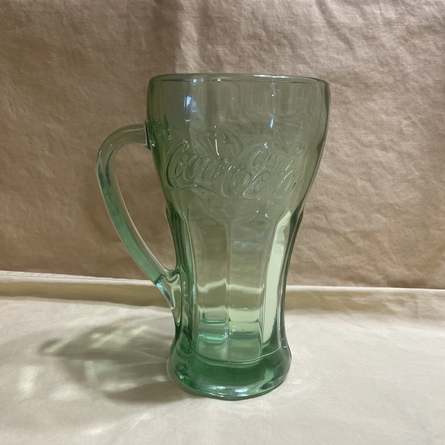 VINTAGE LIBBY GREEN Coca-Cola Coke Thick Heavy Glass with Mug Handle 14 ...