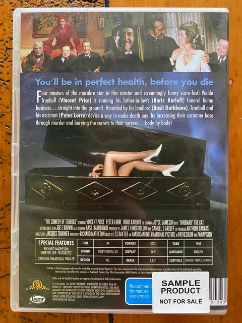 COMEDY OF TERRORS DVD 1964 Horror Film Vincent Price Boris Karloff Rare ...