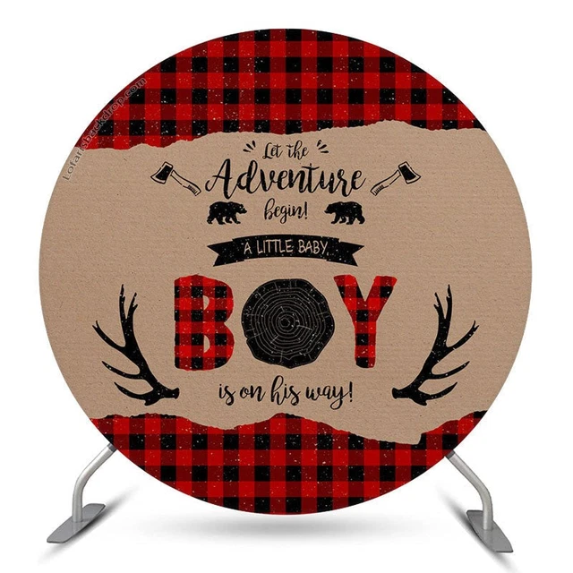 ADVENTURE BEGIN BOY Antler Round Baby Shower Backdrop $37.94 - PicClick AU