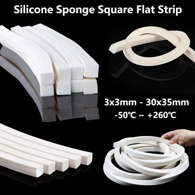 SILICONE SPONGE SQUARE Flat Strip White Foamed Rubber Seal Gasket 3x3mm ...