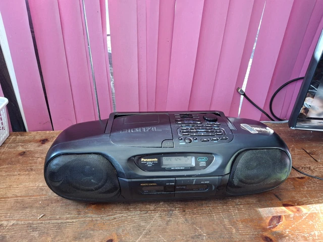 PANASONIC RX-DT55 PORTABLE Stereo CD Radio Twin Cassette Boombox With ...