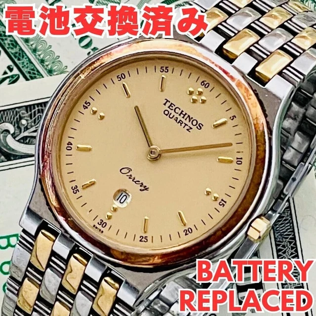 MONTRE HOMME TECHNOS Quartz 2 Aiguilles Cadran Doré Date U1800 EUR 106 ...