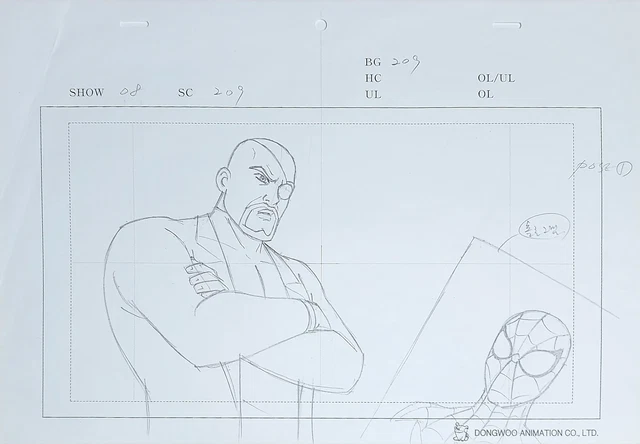 MARVEL ULTIMATE SPIDERMAN Production Animation Cel Drawing - 3719 £40. ...