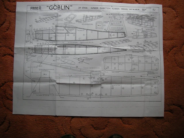 FROG KIT PLANS of the Goblin a vintage rubber model of 24" wingspan EUR ...