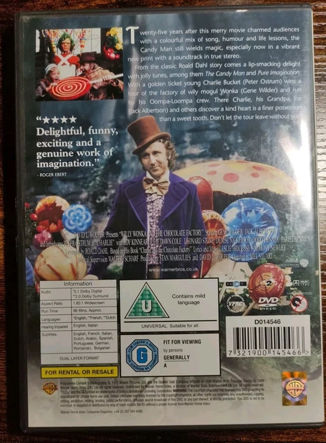 WILLY WONKA & the Chocolate Factory DVD Children's & Family (2005) Gene ...