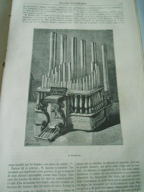 LES FLAMMES CHANTANTES et le pyrophone Gravure Old Print 1875 EUR 8,50 ...