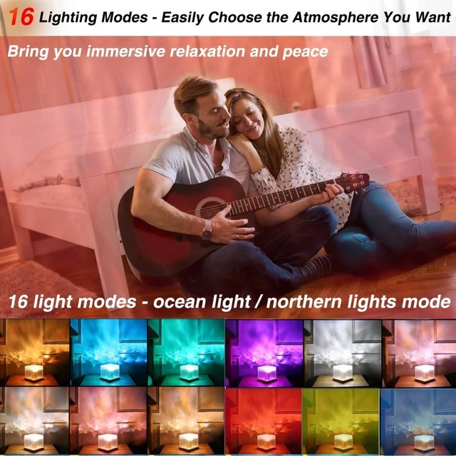 2X CUBE NORTHERN Lights Water Wave Night Light w/Remote LED Atmosphere ...