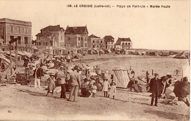 LE CROISIC - Plage de Port-Lin - Marée haute - Tente de plage, cabine ...
