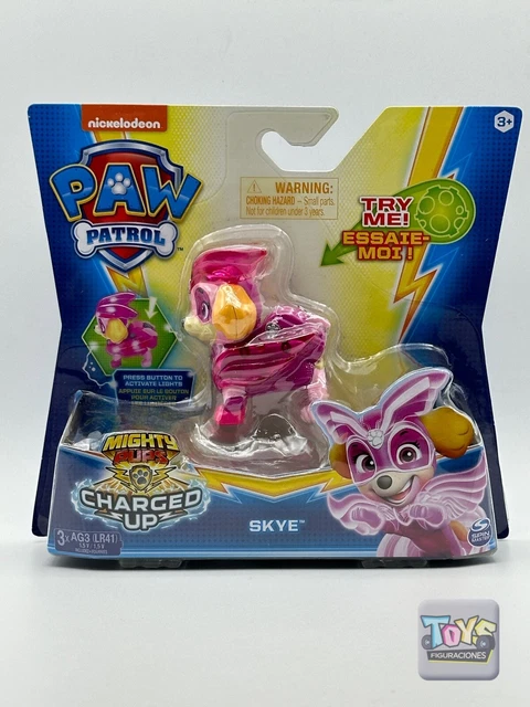 PAW PATROL SKYE Mighty Pups Charged Up Figure Nickelodeon Spinmaster ...