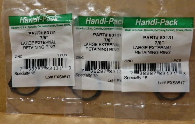 HANDI-PACK 7/8& ZINC Plated Steel Internal Retaining Rings (3 pieces ...
