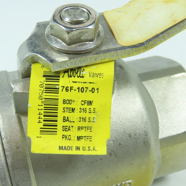 APOLLO 76F-107-01 1-1/2& NPT CF8M Stainless Steel Ball Valve 1000CWP £ ...