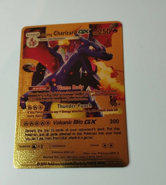 POKEMON - SHINY Charizard GX - TCG Pokemon GOLD Card - Decocard - New £ ...