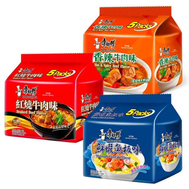 MASTER KONG INSTANT Noodles Ramen -Braised/Spicy Beef, Shrimp & Fish ...