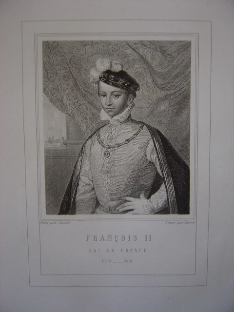 BELLE GRAVURE PORTRAIT du Roi de France FRANCOIS II François II circa ...