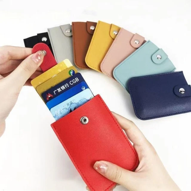 LAMINATED CONCEALED MINI Card Wallet Pull-out Type PU Leather Purses ...