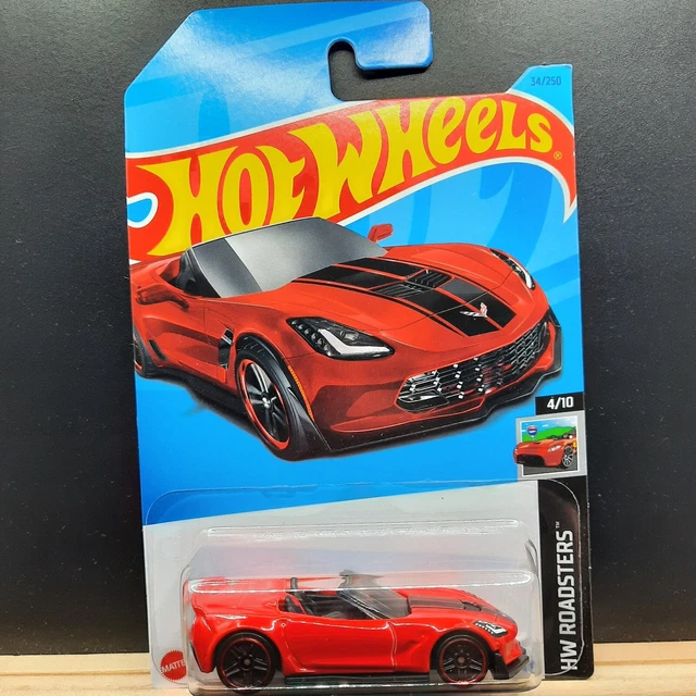 HOT WHEELS CORVETTE C7 Z06 Convertible Red #34 HW Roadsters 4/10 Long ...